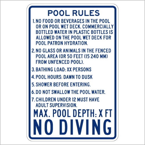 Standard Pool Rules Sign for Sale - Florida | First Sign